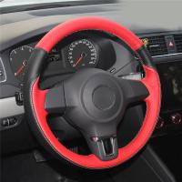 China Custom Fit Red Leather Steering Wheel Cover for VW Golf 6 Mk6 Jetta 6 Polo 2011-2014 for sale