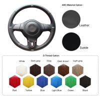 China Volkswagen Golf 6 Mk6 Polo MK5 2010-2015 Black Leather Hand Sewing Steering Wheel Cover for sale