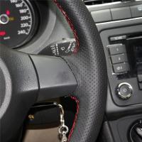 China Volkswagen Golf 6 Mk6 Polo MK5 2010-2015 Black Leather Hand Sewing Steering Wheel Cover for sale