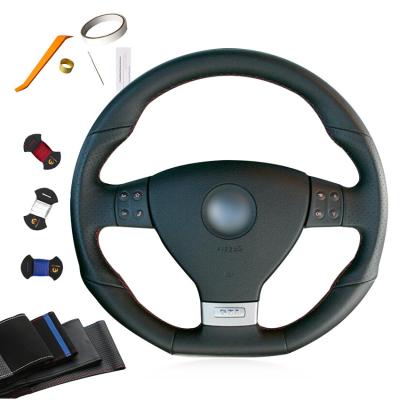 China Black DIY Steering Wheel Cover for Volkswagen Golf 5 Mk5 GTI R32 Passat R GT 2005 for sale