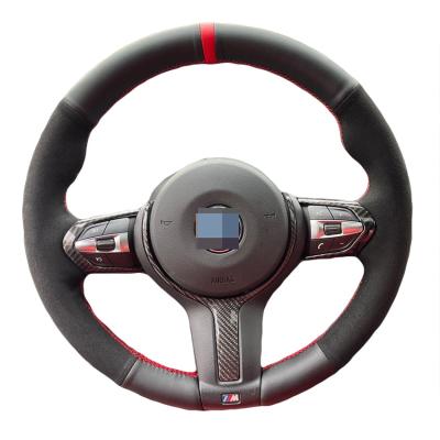 China Red Suede Steering Wheel Cover for BMW 1 Series 3 Series F20 F30 F10 F12 F87 F80 M3 F82 F12 F13 X5 F86 X6 for sale