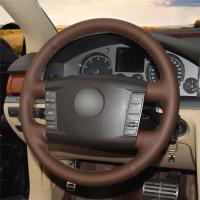 China Universal Custom Steering Wheel Cover for Volkswagen VW Phaeton 2004-2010 White Thread for sale