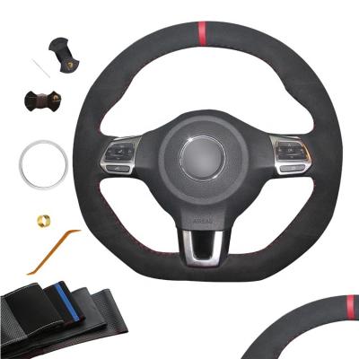 China Custom Personalized Steering Wheel Cover for Volkswagen Golf 6 GTI Thread Color Options for sale