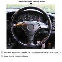 China Red Thread DIY Black Leather Suede Steering Wheel Cover for BMW 3 Series E36 E46 2000 for sale
