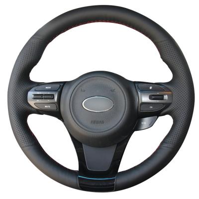 China 100% Fit Hand Stitched Artificial Leather Steering Wheel Wrap Cover for Kia K5 Optima 2014 2015 for sale