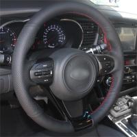 China 100% Fit Hand Stitched Artificial Leather Steering Wheel Wrap Cover for Kia K5 Optima 2014 2015 for sale