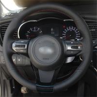 China 100% Fit Hand Stitched Artificial Leather Steering Wheel Wrap Cover for Kia K5 Optima 2014 2015 for sale