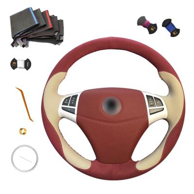 China Beige Artificial Leather Custom Steering Wheel Cover for Ssangyong Korando 2011-2014 for sale