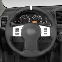 China Hand Stitched Custom Steering Wheel Cover for Nissan Frontier Pathfinder Xterra Navara for sale
