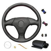China BMW E36 E46 E39 8 Series White Thread Custom Leather Stitched Car Steering Wheel Cover for sale