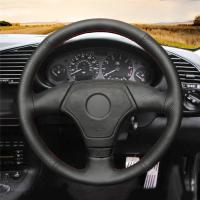 China 1996-1999 Black Artificial Leather Car Steering Wheel Cover for BMW E36 E46 E39 E31 for sale