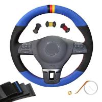 China Leather and Carbon Steering Wheel Cover for Volkswagen VW Gol Tiguan Passat B7 Touran for sale