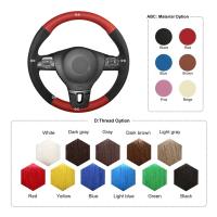 China Leather and Carbon Steering Wheel Cover for Volkswagen VW Gol Tiguan Passat B7 Touran for sale