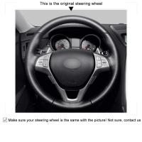 China Hand Stitching Beige PU Leather Steering Wheel Cover for Hyundai Genesis Coupe Rohens for sale