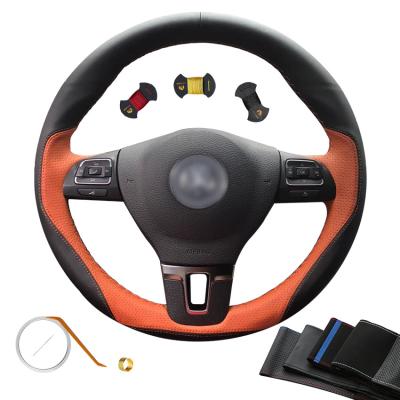 China Blue Leather Steering Wheel Cover for Volkswagen VW Gol Tiguan Passat B7 CC Touran Jetta Mk6 for sale