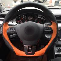 China Blue Leather Steering Wheel Cover for Volkswagen VW Gol Tiguan Passat B7 CC Touran Jetta Mk6 for sale