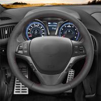 China Genuine Leather Steering Wheel Cover for Hyundai Genesis Coupe Rohens 2009-2016 in Beige for sale