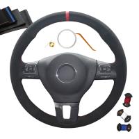 China 3-Spoke Wheel Hand Sewing Suede Steering Wheel Cover for Volkswagen VW Golf Plus Tiguan Passat B7 CC Touran Jetta Caddy EOS Sharan for sale