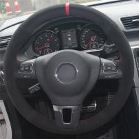 China 3-Spoke Wheel Hand Sewing Suede Steering Wheel Cover for Volkswagen VW Golf Plus Tiguan Passat B7 CC Touran Jetta Caddy EOS Sharan for sale