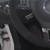 China 3-Spoke Wheel Hand Sewing Suede Steering Wheel Cover for Volkswagen VW Golf Plus Tiguan Passat B7 CC Touran Jetta Caddy EOS Sharan for sale