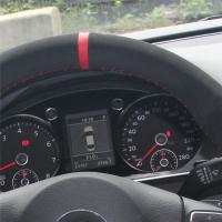 China 3-Spoke Wheel Hand Sewing Suede Steering Wheel Cover for Volkswagen VW Golf Plus Tiguan Passat B7 CC Touran Jetta Caddy EOS Sharan for sale