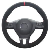 China 3-Spoke Wheel Hand Sewing Suede Steering Wheel Cover for Volkswagen VW Golf Plus Tiguan Passat B7 CC Touran Jetta Caddy EOS Sharan for sale