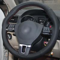 China Handmade Leather Steering Wheel Cover for Volkswagen VW Amarok Tiguan Passat B7 CC Touran Jetta Mk6 Caddy EOS for sale