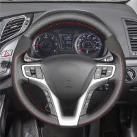 China Custom Hand Sewing Suede Leather Steering Wheel Cover for Hyundai I40 2011-2019 in Red for sale