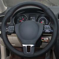 China Handmade Leather Steering Wheel Cover for Volkswagen VW Amarok Tiguan Passat B7 CC Touran Jetta Mk6 Caddy EOS for sale