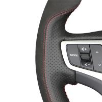 China Custom Hand Sewing Suede Leather Steering Wheel Cover for Hyundai I40 2011-2019 in Red for sale