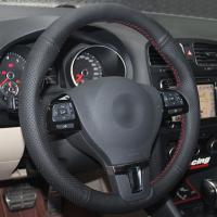 China Handmade Leather Steering Wheel Cover for Volkswagen VW Amarok Tiguan Passat B7 CC Touran Jetta Mk6 Caddy EOS for sale