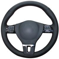 China Handmade Leather Steering Wheel Cover for Volkswagen VW Amarok Tiguan Passat B7 CC Touran Jetta Mk6 Caddy EOS for sale