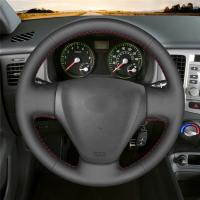 China Light Blue Thread Hand Stitched Leather Steering Wheel Cover for Hyundai Getz 2005-2011 for sale
