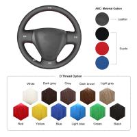 China Light Blue Thread Hand Stitched Leather Steering Wheel Cover for Hyundai Getz 2005-2011 for sale