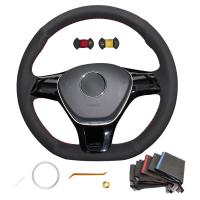 China Hand Sewing Black Suede Steering Wheel Cover for VW Golf 7 Mk7 Polo Jetta Passat B8 Tiguan Sharan Touran UP for sale