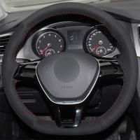 China Hand Sewing Black Suede Steering Wheel Cover for VW Golf 7 Mk7 Polo Jetta Passat B8 Tiguan Sharan Touran UP for sale