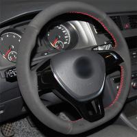 China Hand Sewing Black Suede Steering Wheel Cover for VW Golf 7 Mk7 Polo Jetta Passat B8 Tiguan Sharan Touran UP for sale
