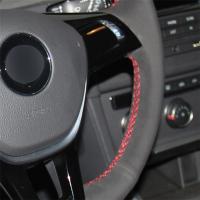 China Hand Sewing Black Suede Steering Wheel Cover for VW Golf 7 Mk7 Polo Jetta Passat B8 Tiguan Sharan Touran UP for sale
