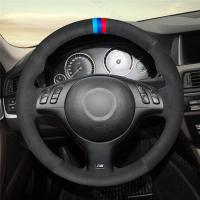 China Black Suede Steering Wheel Cover Designed for BMW 3 5 Series E46 E39 M3 M5 330i 330Ci for sale