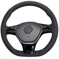 China Hand Sewing Black Suede Steering Wheel Cover for VW Golf 7 Mk7 Polo Jetta Passat B8 Tiguan Sharan Touran UP for sale