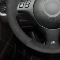 China Black Suede Steering Wheel Cover Designed for BMW 3 5 Series E46 E39 M3 M5 330i 330Ci for sale