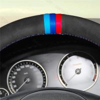 China Black Suede Steering Wheel Cover Designed for BMW 3 5 Series E46 E39 M3 M5 330i 330Ci for sale