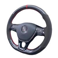 China Hand Stitching Carbon Soft Suede Steering Wheel Cover for Volkswagen Golf 7 UP Polo Jetta Passat B8 VW Tiguan Sharan Touran for sale