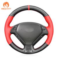 China Custom Red Leather Steering Wheel Cover Wrap for Infiniti EX35 EX37 G25 G35 G37 Q40 Q60 for sale