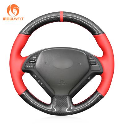 China Custom Red Leather Steering Wheel Cover Wrap for Infiniti EX35 EX37 G25 G35 G37 Q40 Q60 for sale