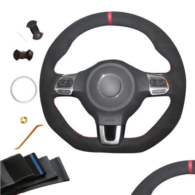 China VW Golf 6 GTI MK6 Polo Scirocco R Passat R-Line Soft Suede Steering Wheel Cover 2015-2016 for sale