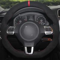 China VW Golf 6 GTI MK6 Polo Scirocco R Passat R-Line Soft Suede Steering Wheel Cover 2015-2016 for sale