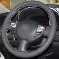 China Black Leather Steering Wheel Wrap for Infiniti FX FX35 FX37 FX50 2009-2013 Nissan Juke 2011-2017 Maxima 2009-2014 Sentra SV 2017-2019 for sale