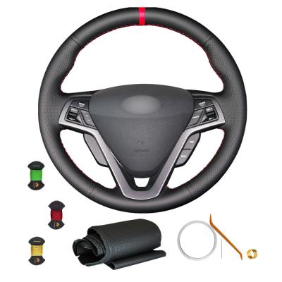 China Hyundai Veloster 2011-2017 Custom Hand Sewing Artificial Leather Steering Wheel Cover for sale