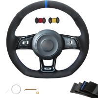 China Custom Soft Suede Steering Wheel Cover for VW Golf 7 GTI Golf R MK7 Polo GTI Scirocco for sale